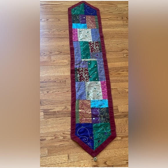 Pier 1 | Dining | Vtg Pier Table Runner Patchwork Velvet Trim 7 Long ...